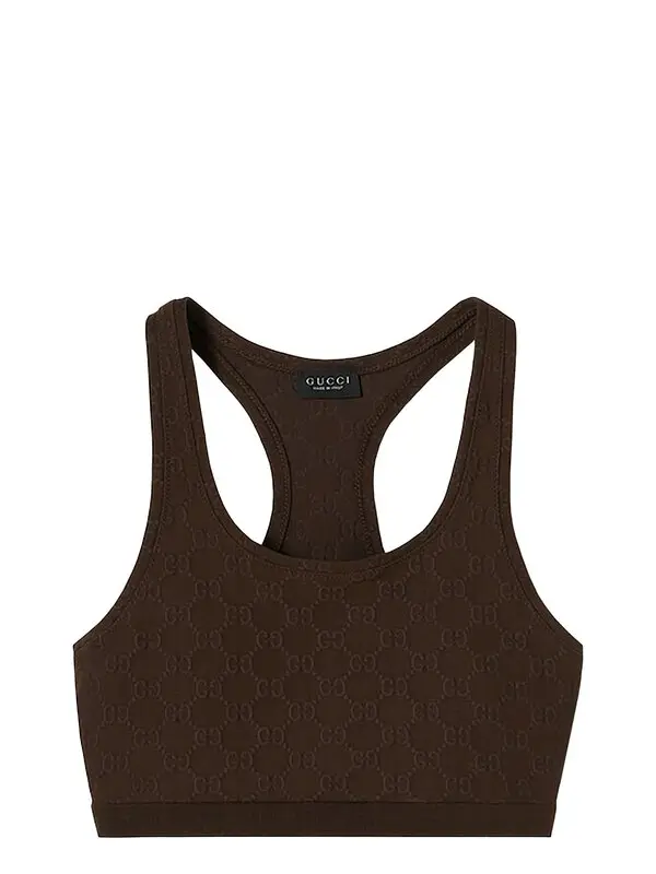 Gucci Gg Jacquard Jersey Top - Brown