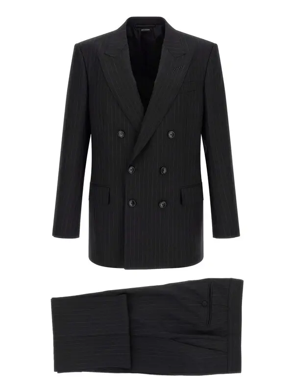 TOM FORD Pinstriped Double-breasted Dress - Black