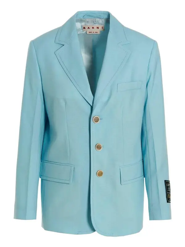 Marni Single-breasted Virgin Wool Blazer - Blue