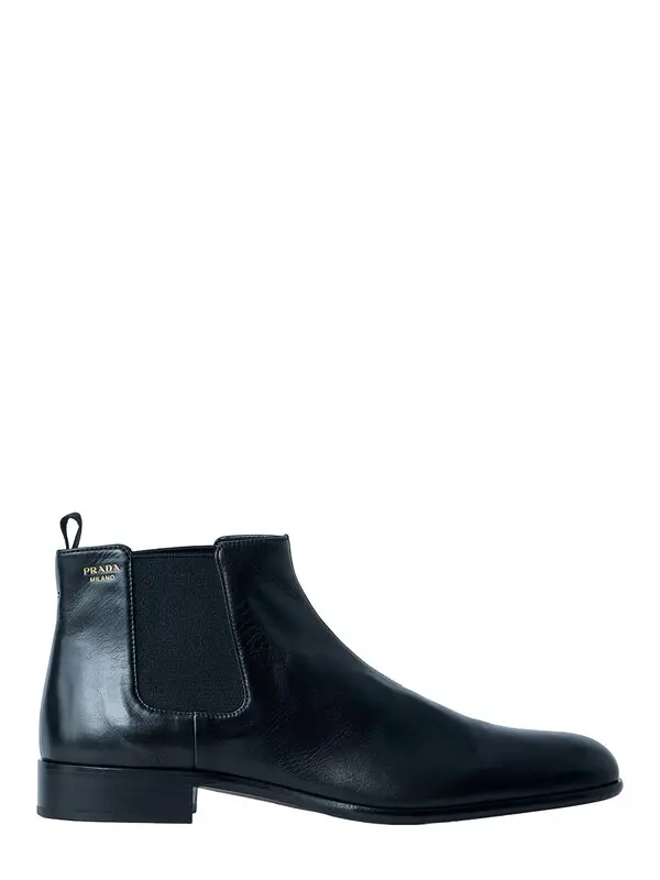 Prada Leather Chelsea Boots - Black
