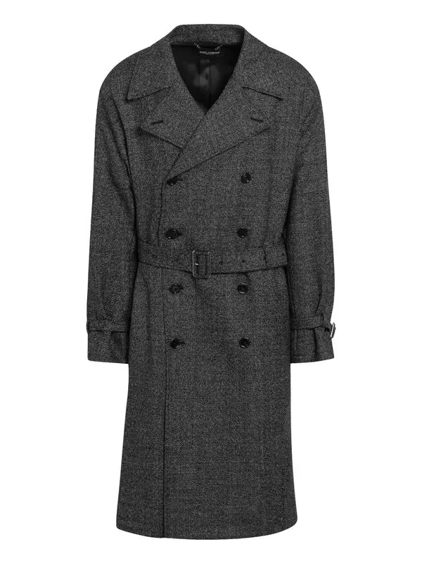 Dolce & Gabbana Grey Wool Double-breasted Coat - Multicolor