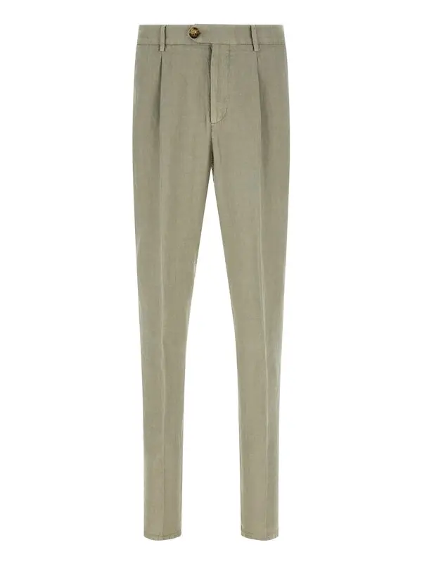 Brunello Cucinelli Linen Gabardine Trousers - Green