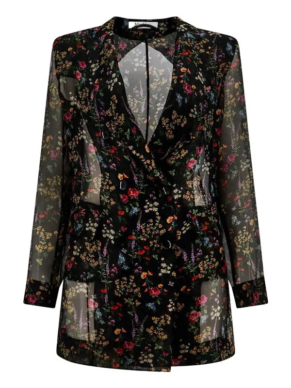 Max Mara Silk Blazer With Floral Print - Multicolor