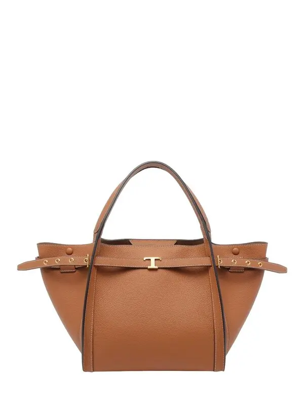 TOD'S Small Leather Handbag With T Timeless Logo - Brown