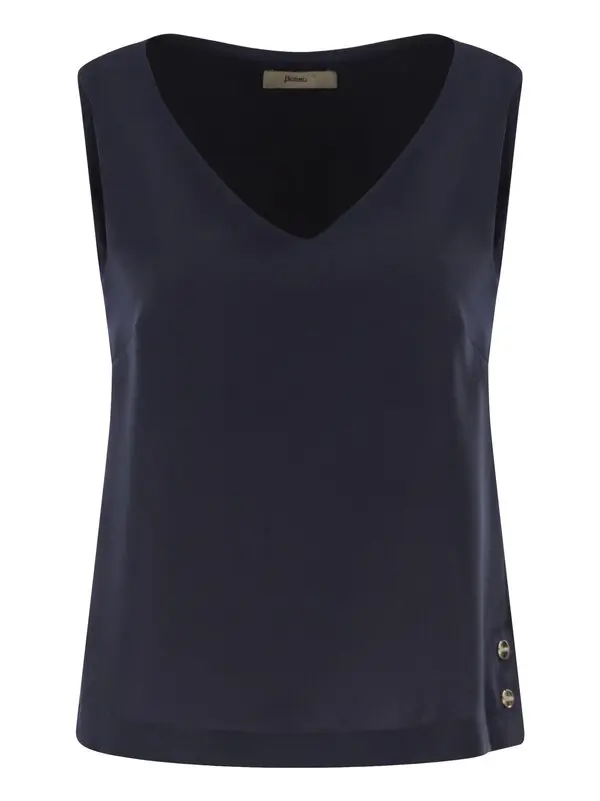 Herno V-neck Cady Sleeveless Top - Blue