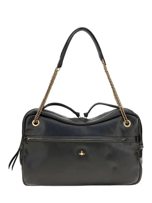 VIVIENNE WESTWOOD Textured Leather Shoulder Bag - Black