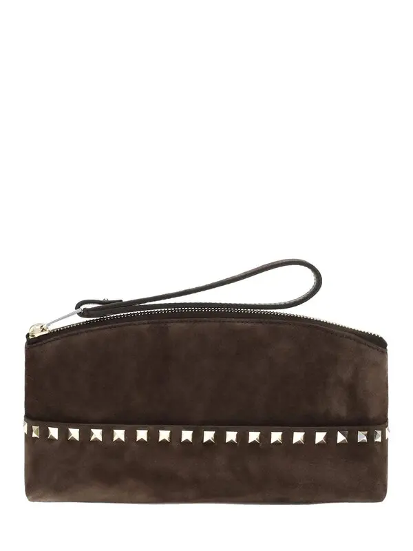 Valentino Garavani Rockstud Suede Pouch - Brown