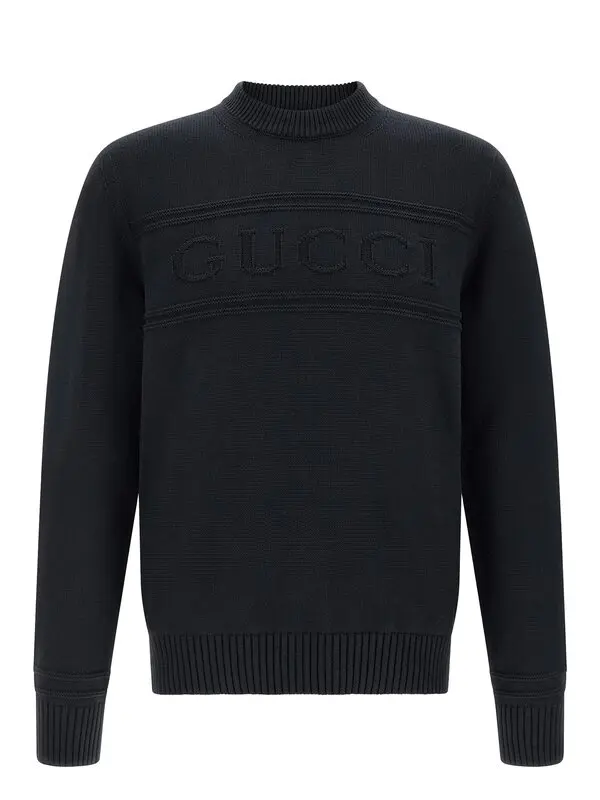 Gucci Intarsia Knit Cotton And Wool Sweater - Blue