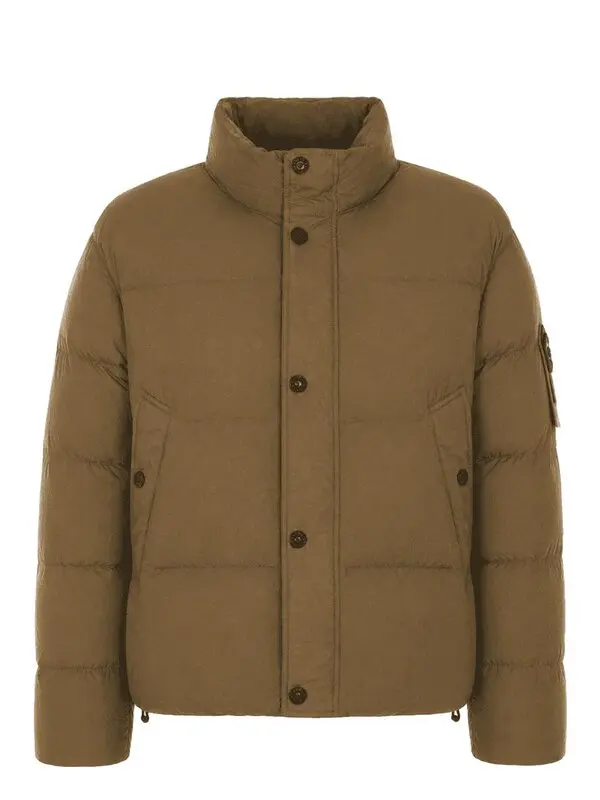 Stone Island Logo Garment Dyed Padded Bomber - Green