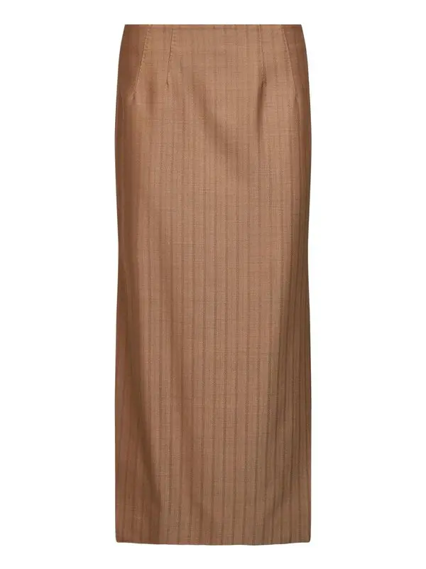 Etro Striped Wool Jacquard Straight Midi Skirt - Multicolor
