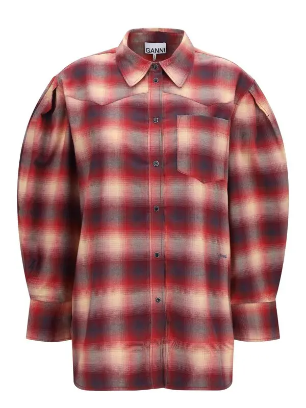 GANNI Cotton Flannel Check Shirt - Multicolor