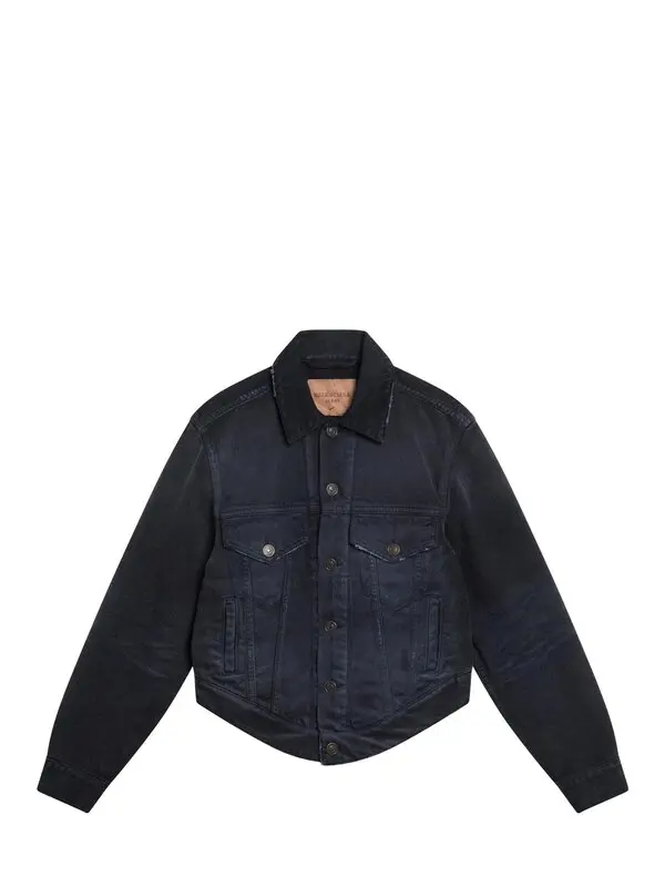 Balenciaga Navy Jacket With Curved Waist - Blue