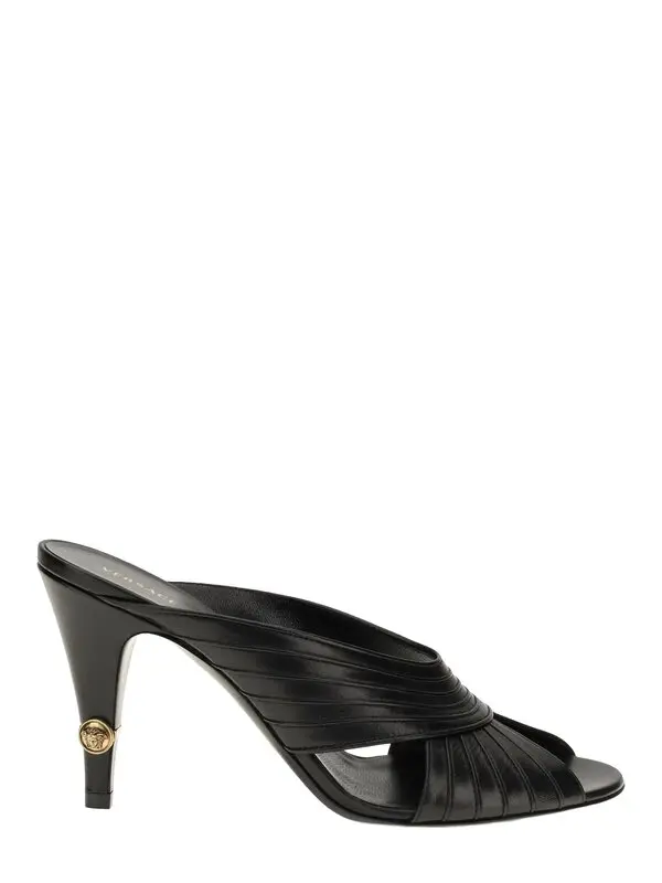 Versace Nappa Leather Mules - Black