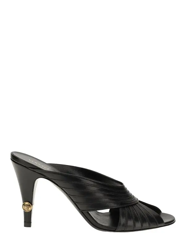 Versace Nappa Leather Mules - Black