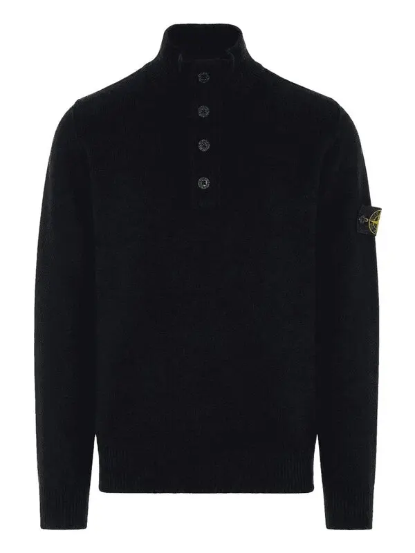 Stone Island Logo High Neck Sweater - Black