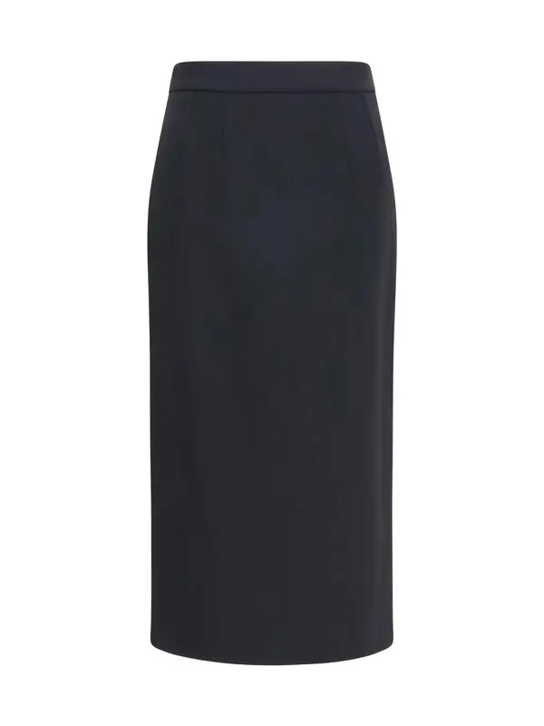 Dolce & Gabbana Stretch Wool Pencil Skirt - Black