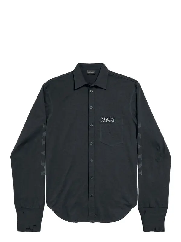 Balenciaga Main Character Artwork Long-sleeved Jersey Polo Shirt - Black