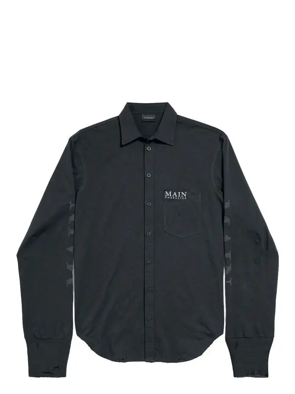 Balenciaga Main Character Artwork Long-sleeved Jersey Polo Shirt - Black