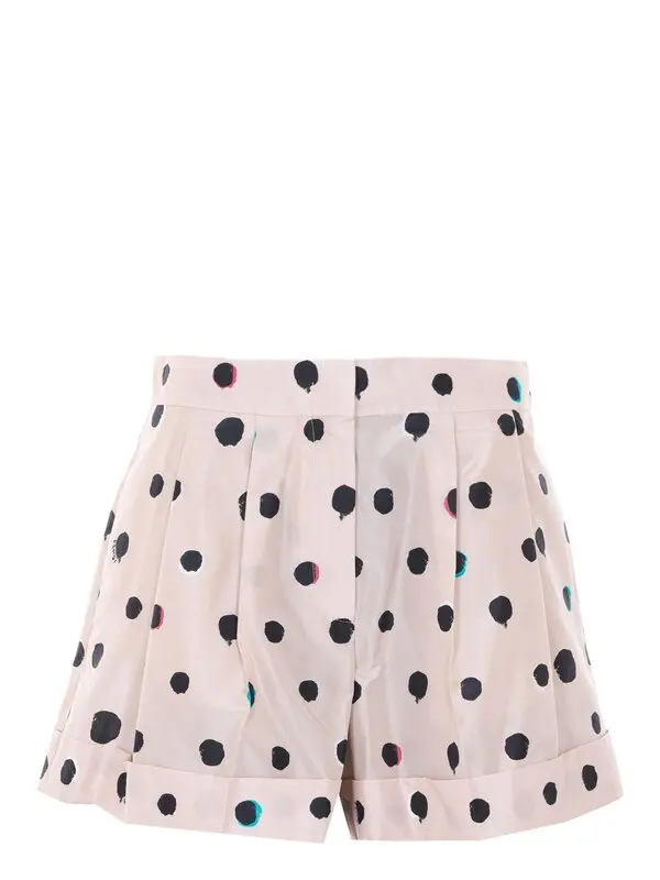 Fendi Polka Dot Print Silk Shorts - White