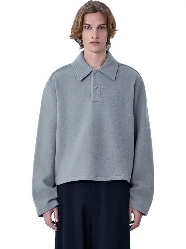 RIER Oversized Polo Knit Jumper - Gray