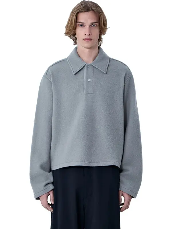 RIER Oversized Polo Knit Jumper - Gray