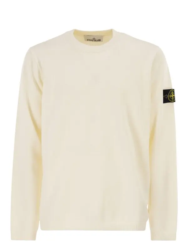 Stone Island Ribbed Crew Neck Jumper - Cream