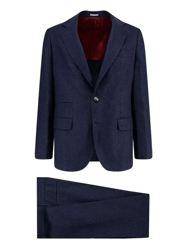 Brunello Cucinelli Silk, Linen And Wool Suit - Blue
