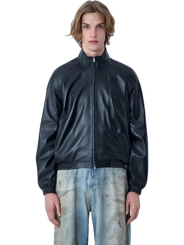 Acne Studios Smooth Leather Zip-up Jacket - Black