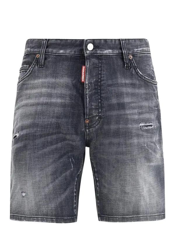 Dsquared2 Washed Marine Denim Shorts - Black