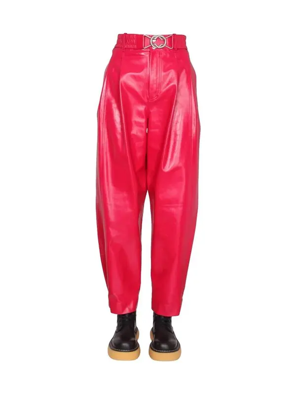 Bottega Veneta Leather Pants - Red
