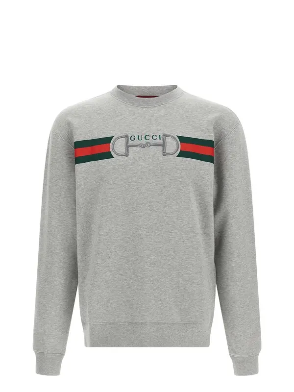 Gucci Web Ribbon And Horsebit Sweatshirt - Gray