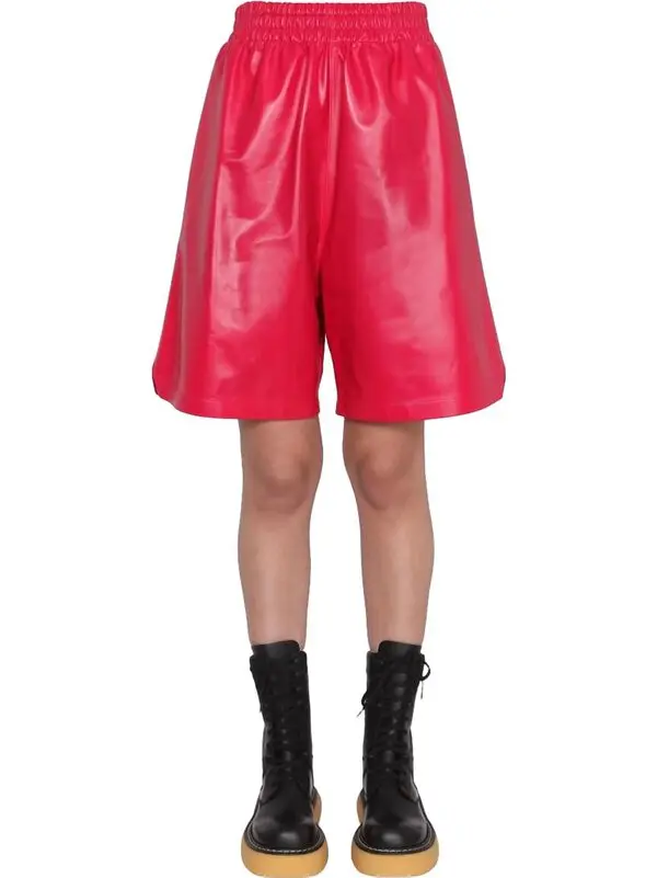 Bottega Veneta Leather Shorts - Red