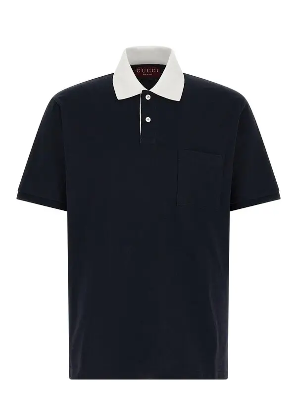 Gucci Contrast Collar Polo Shirt - Blue