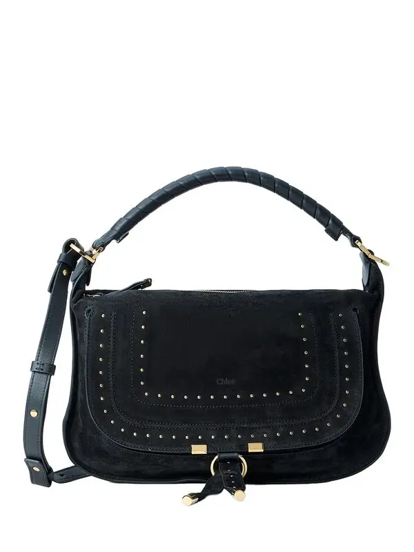 Chloé Medium Studded Suede Shoulder Bag - Black