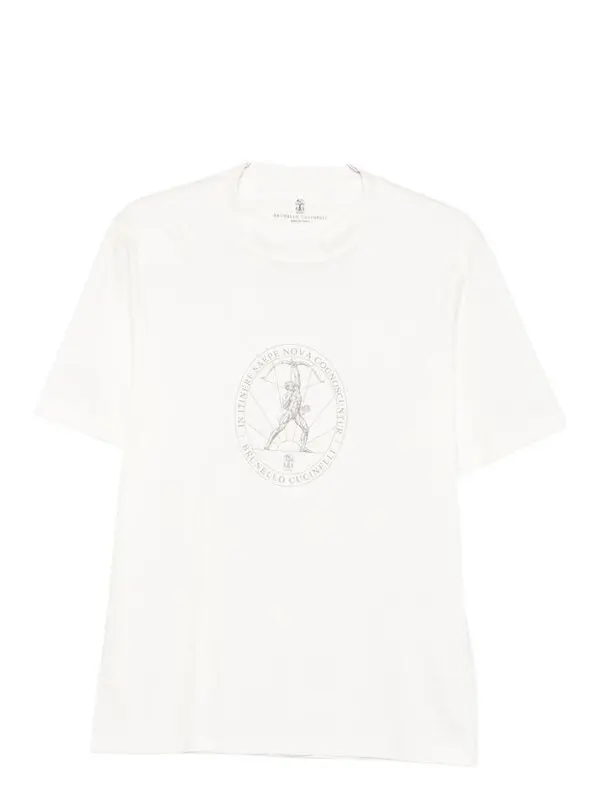 Brunello Cucinelli Logo Cotton T-shirt - Multicolor