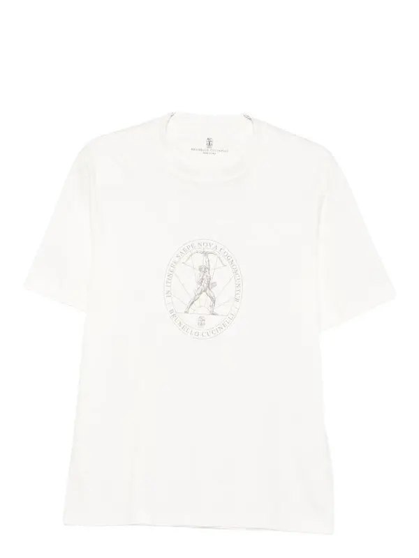 Brunello Cucinelli Logo Cotton T-shirt - Multicolor