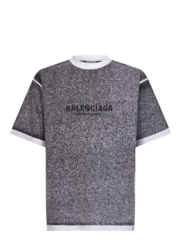 Balenciaga Black Heathered-effect Jersey Regular Fit T-shirt - Multicolor