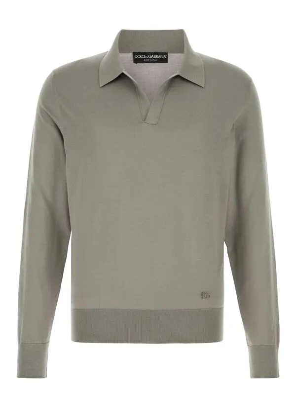 Dolce & Gabbana Grey Silk Polo Shirt - Gray