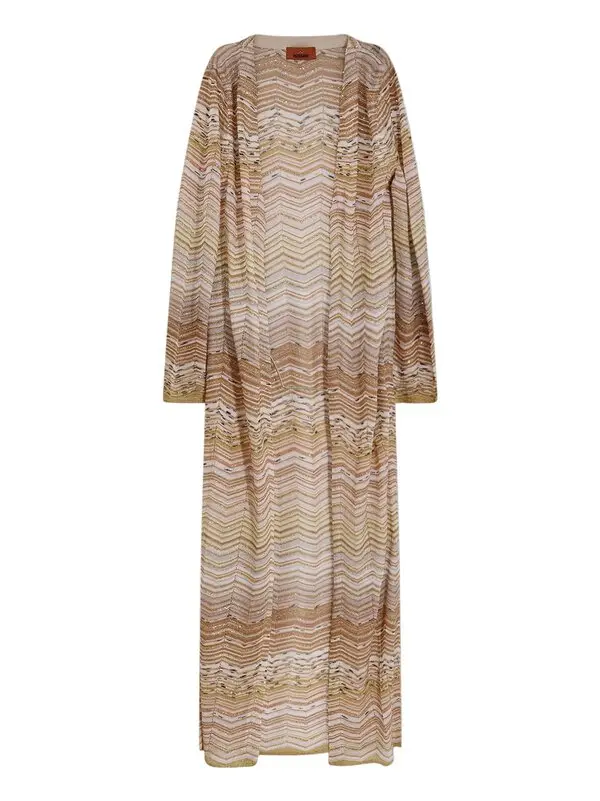Missoni Long Chevron Motif Cardigan With All-over Sequins - Multicolor