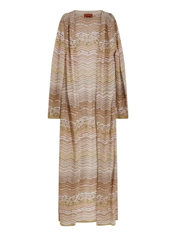Missoni Long Chevron Motif Cardigan With All-over Sequins - Multicolor