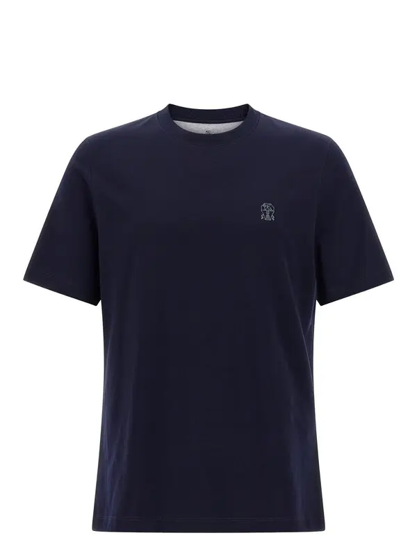 Brunello Cucinelli Logo Print T-shirt - Blue