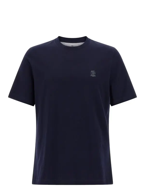 Brunello Cucinelli Logo Print T-shirt - Blue