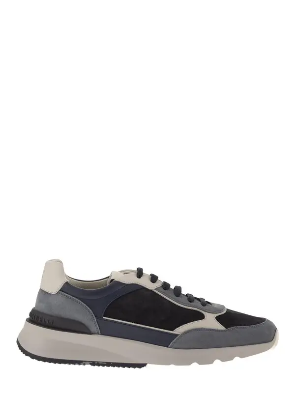 Brunello Cucinelli Suede And Leather Sneakers - Blue