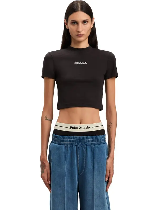 Palm Angels Logo Motif T-shirt - Black