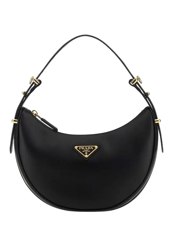 Prada Leather Arqué Handbag - Black