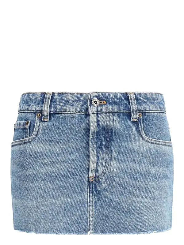 Miu Miu Frayed Hem Denim Mini Skirt - Blue