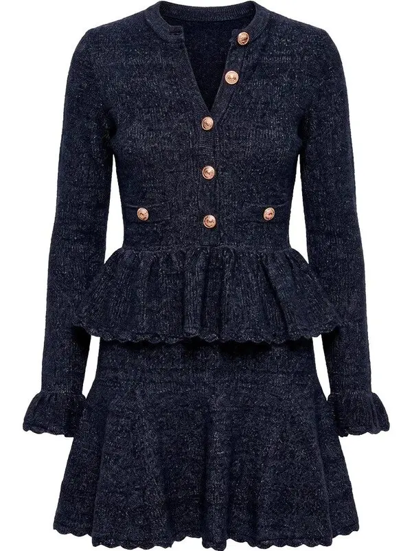 SELF-PORTRAIT Textured Knit Mini Dress - Multicolor