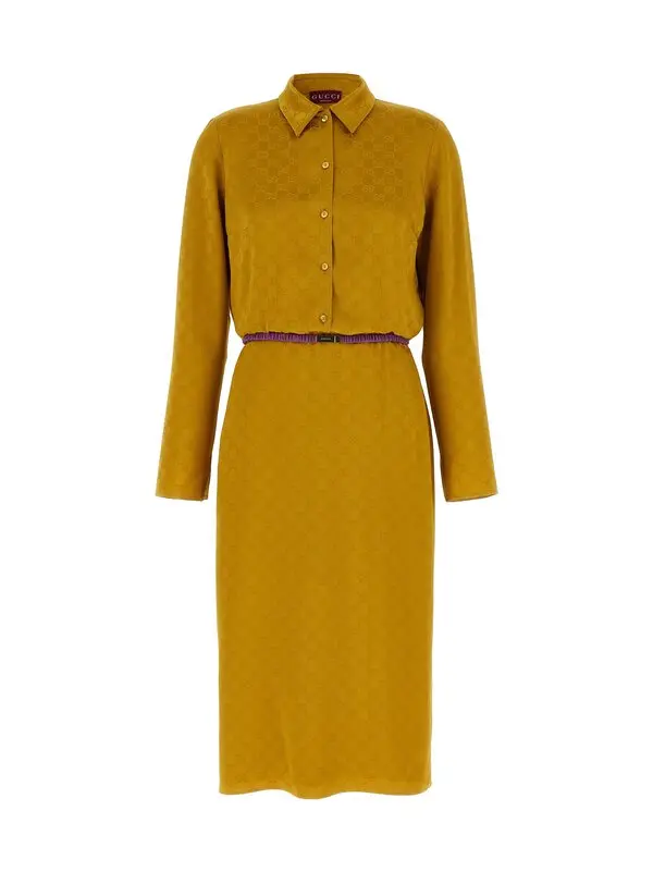 Gucci Jacquard Gg Dress - Yellow