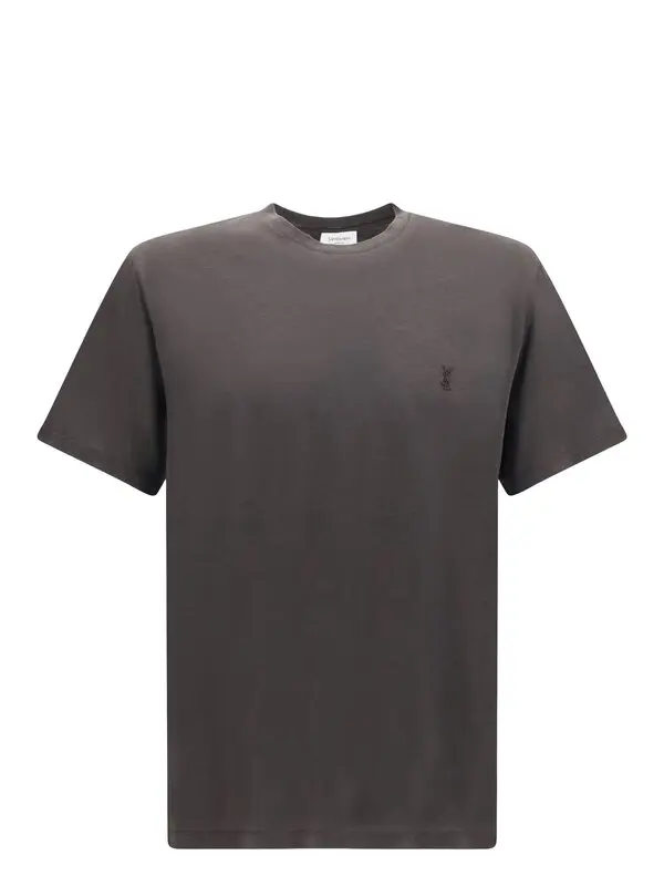 Saint Laurent Cassandre Silk And Cotton T-shirt - Brown