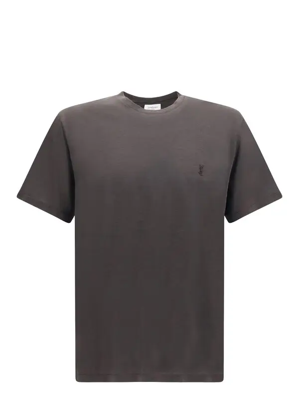 Saint Laurent Cassandre Silk And Cotton T-shirt - Brown